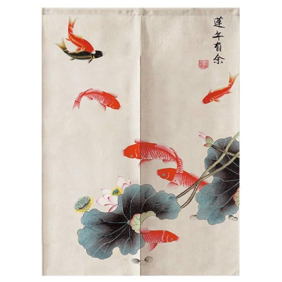 Boutique | Accents | Japanese Koi Fish Lilypad Noren Split Curtain ...